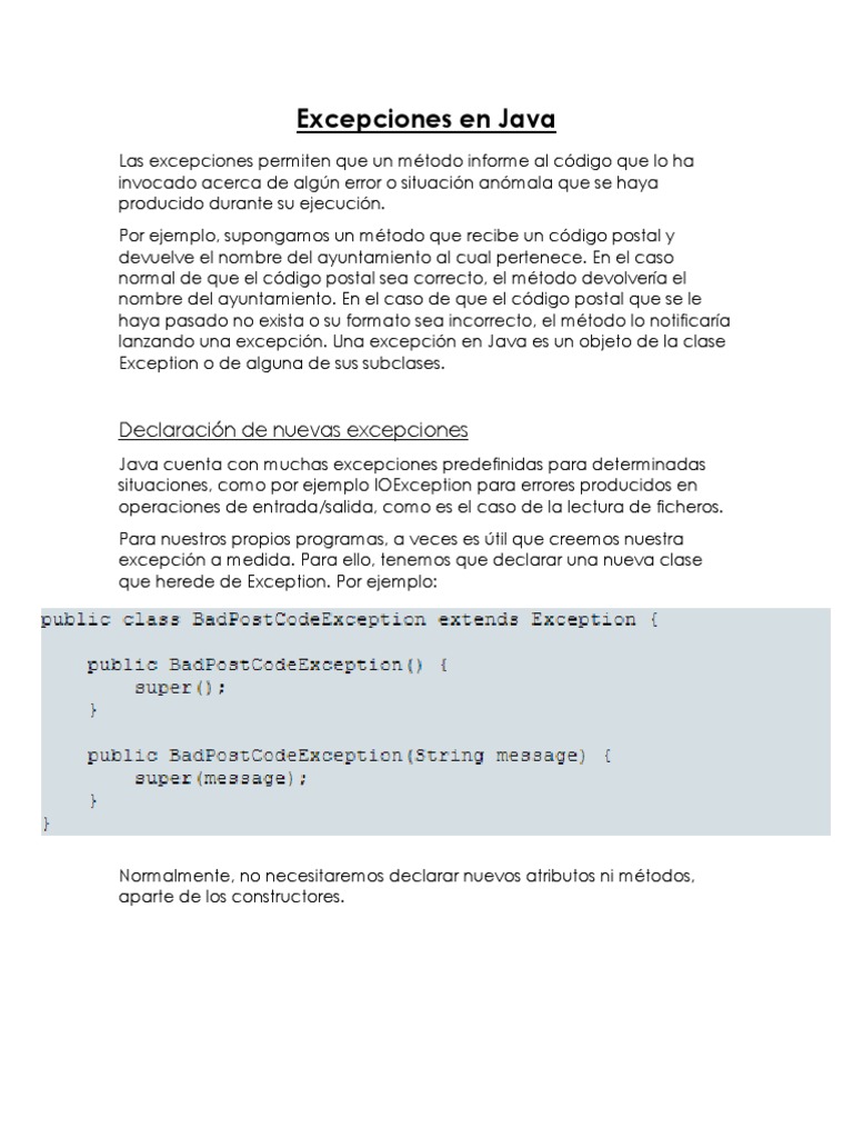 Excepciones en Java | PDF Excepciones en Java | PDF