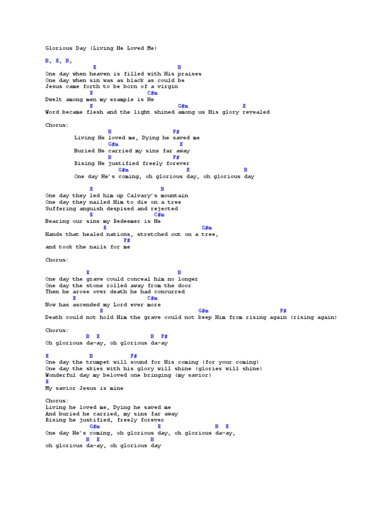 Glorious Day Chords