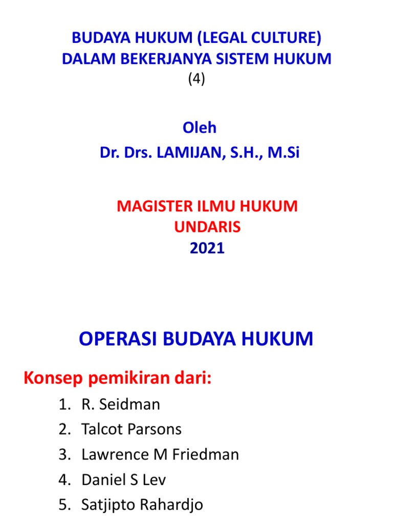 Budaya Hukum DLM Kerja Sistem Hukum | PDF
