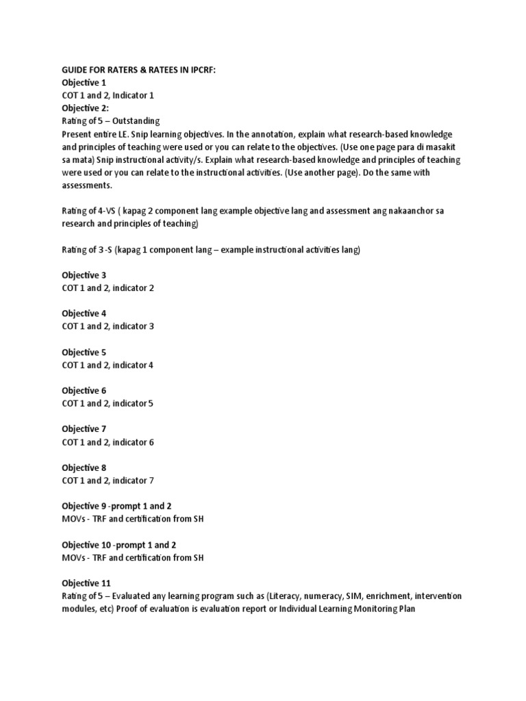 Guide-For-Raters & Ratees in Ipcrf | PDF