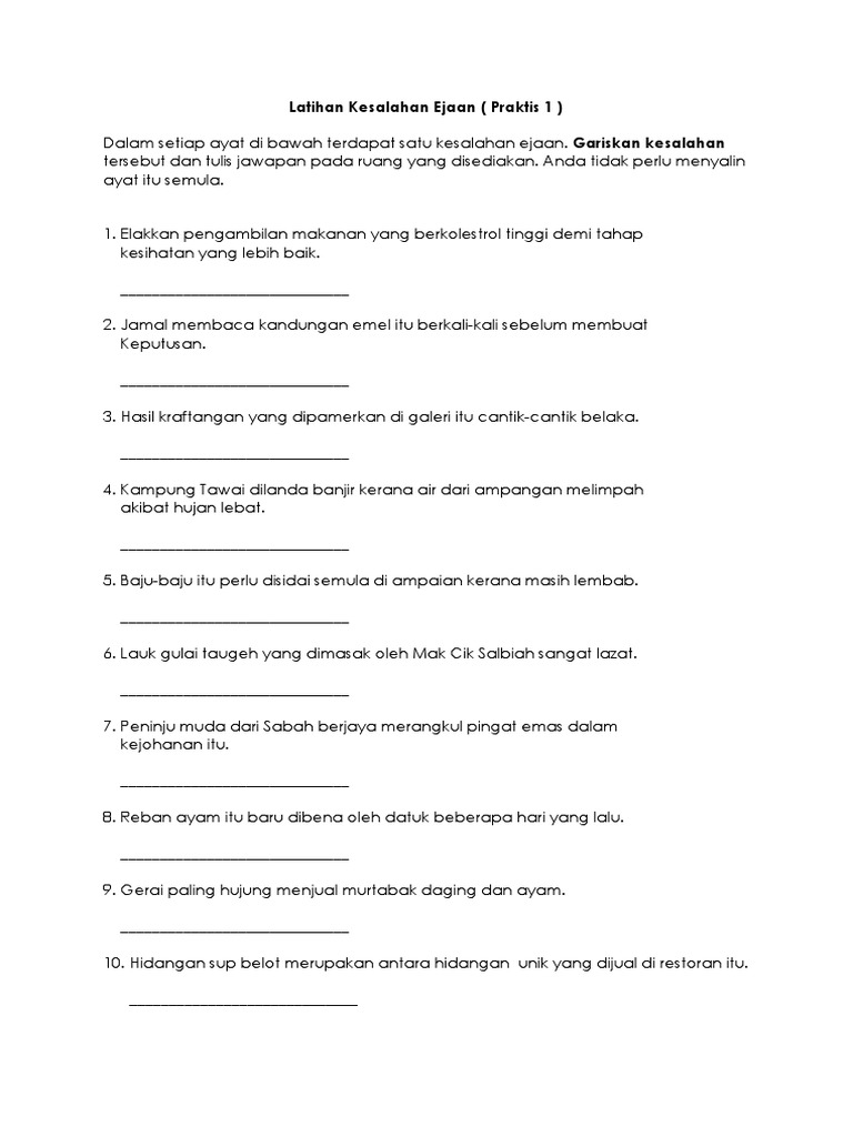 Latihan Kesalahan Ejaan | PDF