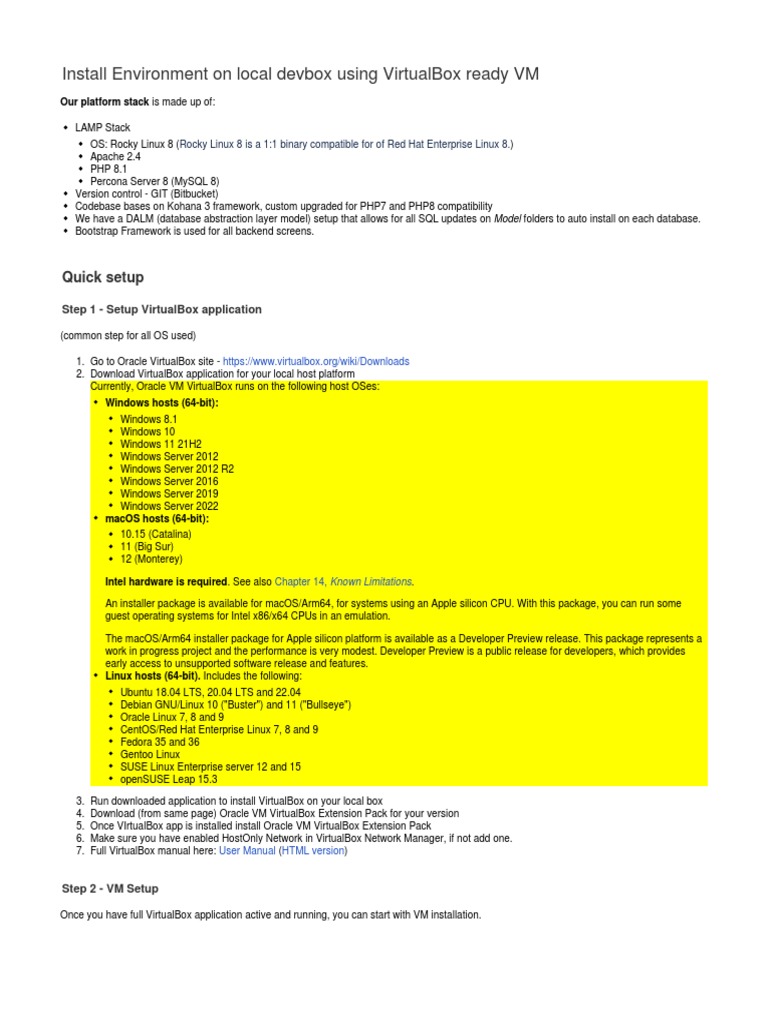 Install Environment On Local Devbox Using Virtualbox Ready VM | PDF