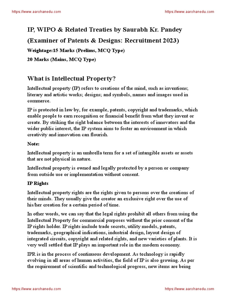 IP WIPO Related Treaties Final PDF 1 20th July 2023 1 | PDF