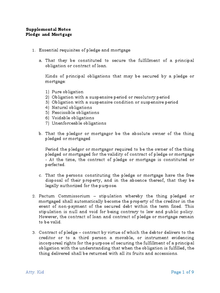 Pledge and Mortgage Notes | PDF