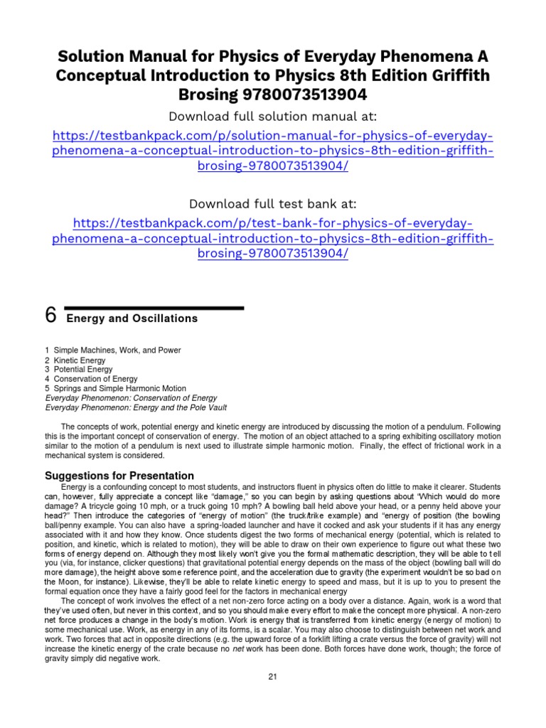 Physics of Everyday Phenomena A Conceptual Introduction To Physics 8th Edition Griffith ...