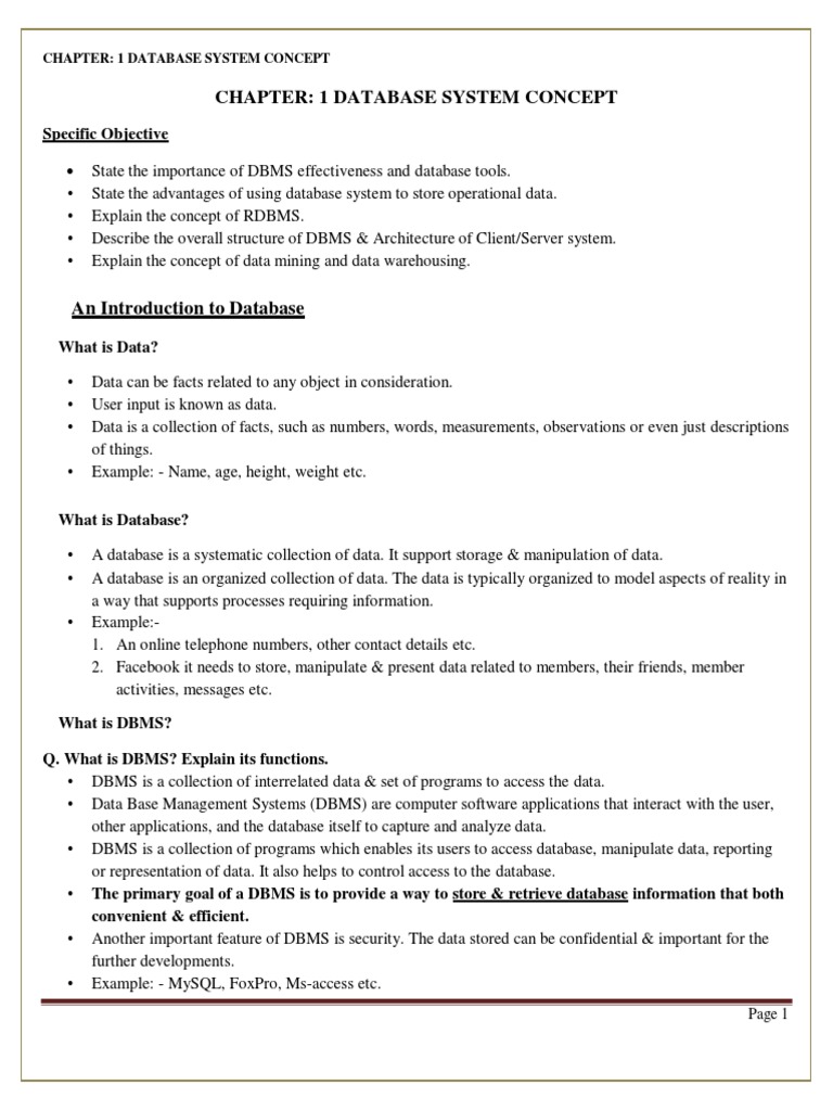 CH-1 Database System Concepts | PDF CH-1 Database System Concepts | PDF