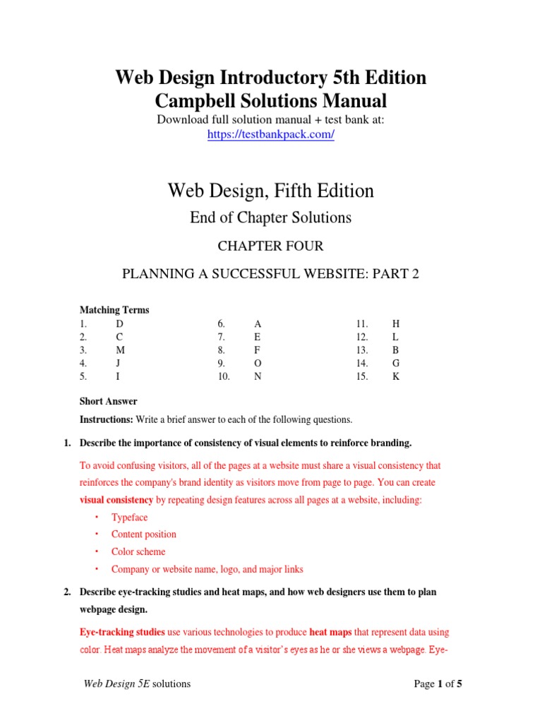 Web Design Introductory 5th Edition Campbell Solutions Manual 1 | PDF | Computers