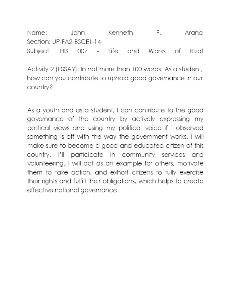 John Kenneth Ferrer Arana - HIS 007 - Activity 2 | PDF