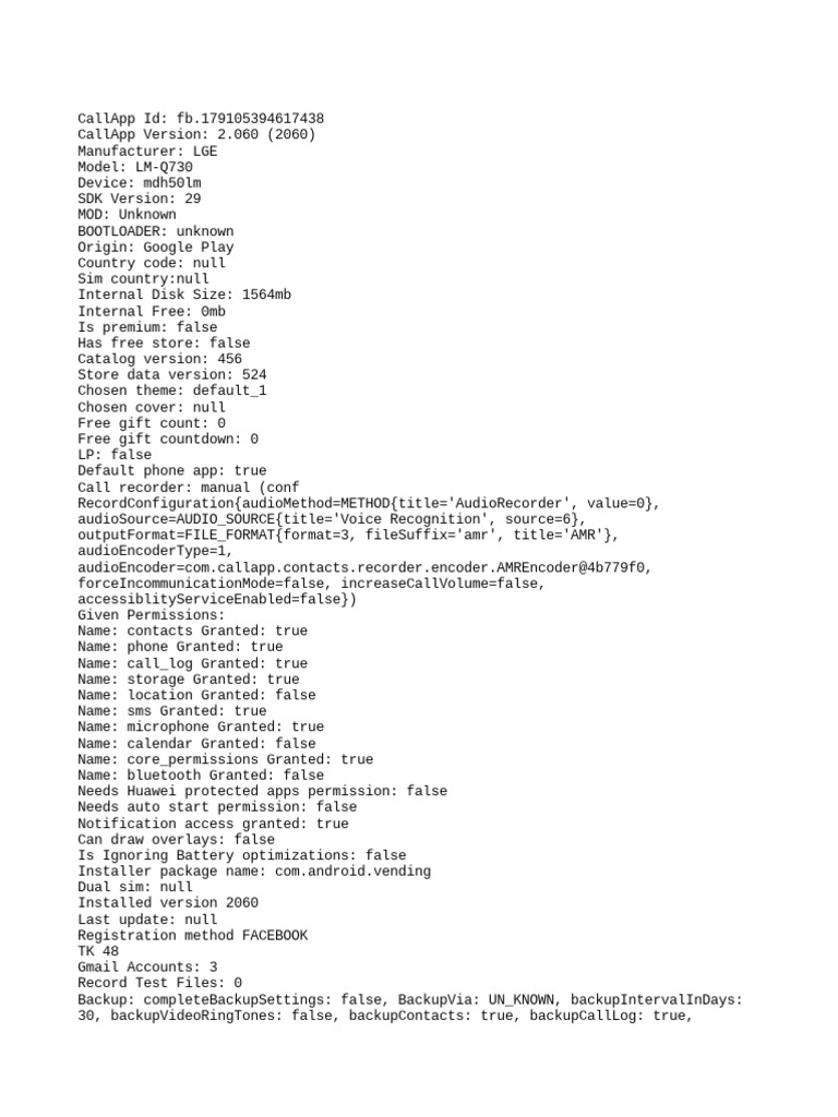 Callapp Device Info Pdf