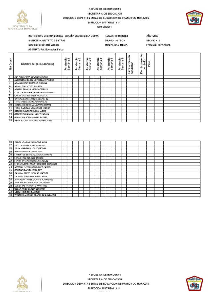Listado de Decimo (Secciones) | PDF