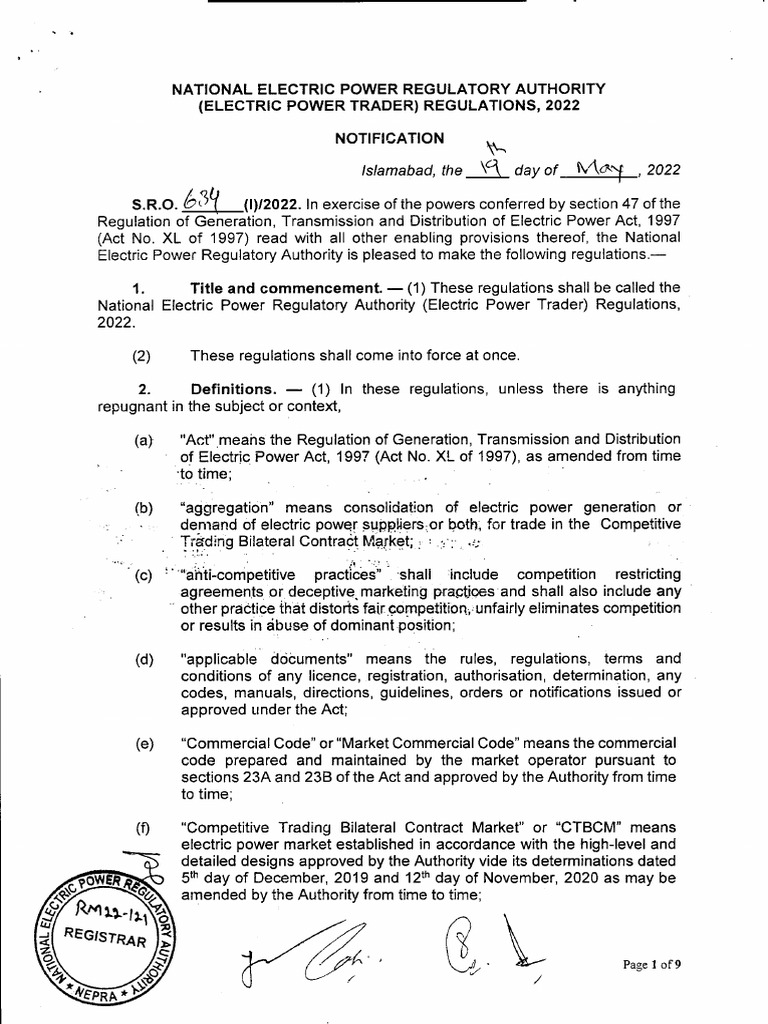 NEPRA Electric Power Trader Regulations | PDF | Law | Technology ...