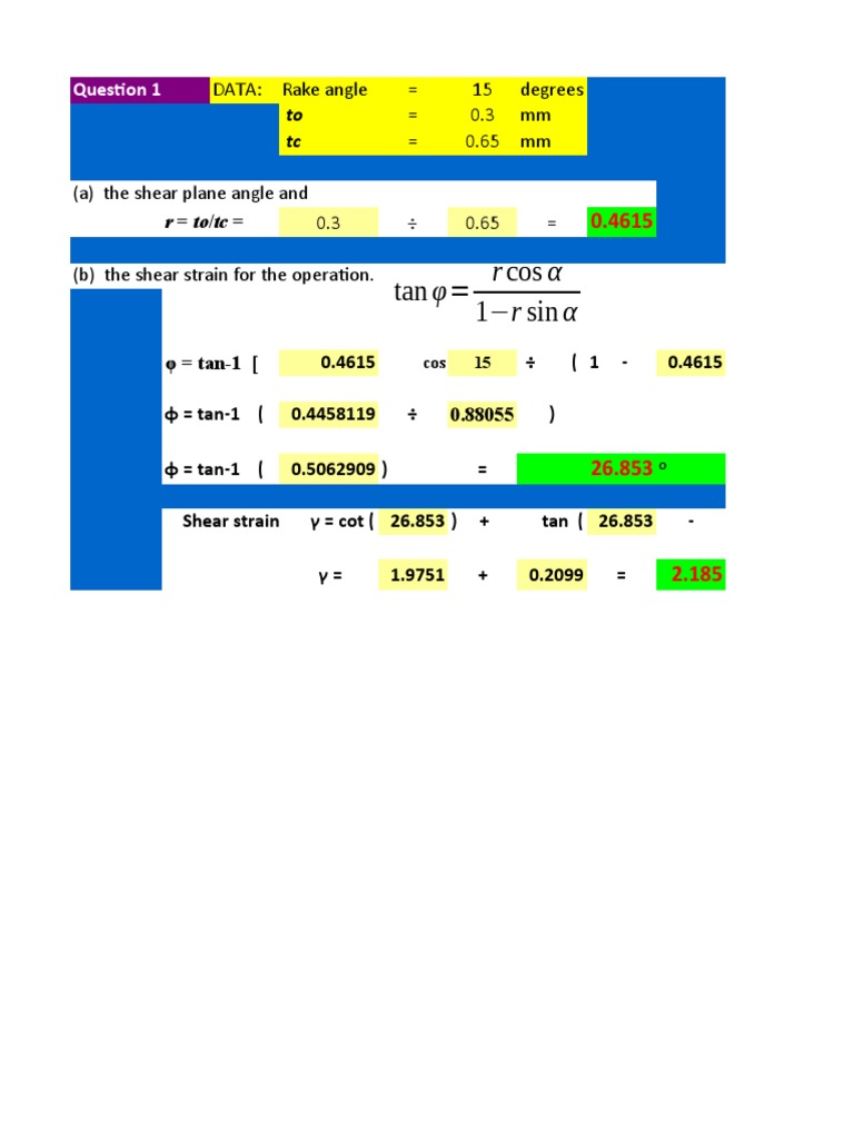 Calculations Theory of Metal Machining | PDF
