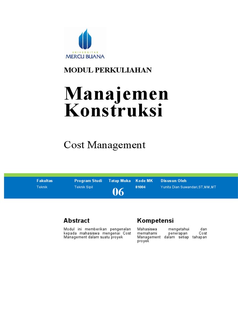 Rangkuman Modul 6 Cost Management | PDF Rangkuman Modul 6 Cost Management | PDF