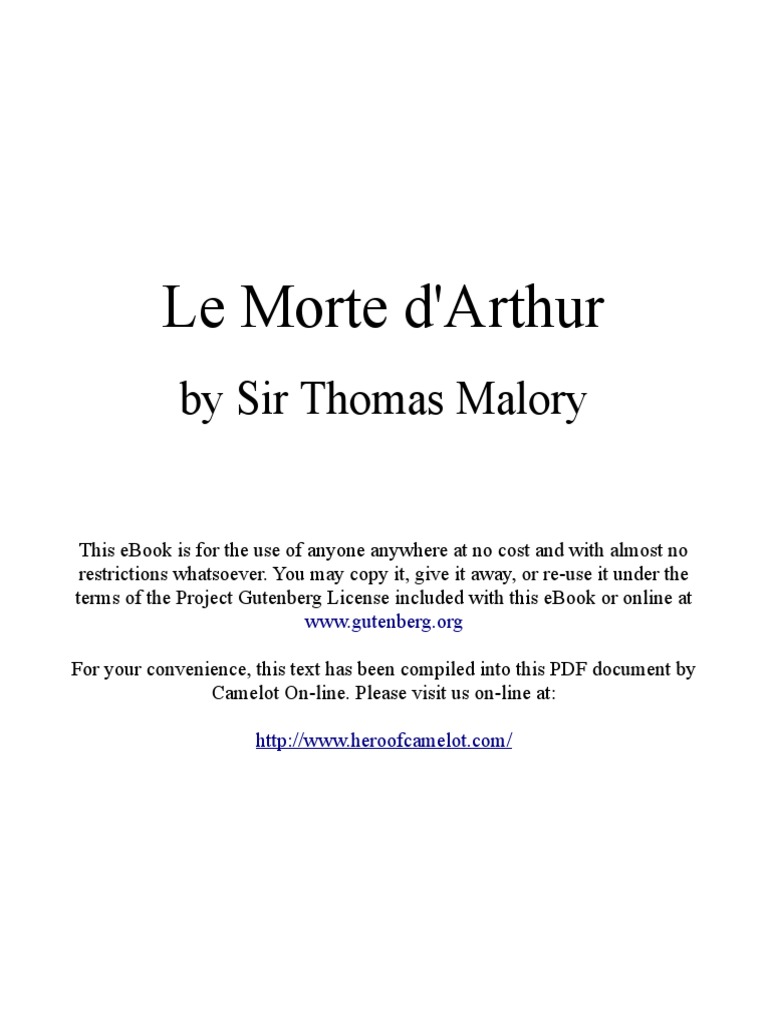 Le Morte d'Arthur: A Classic Tale | PDF | Medieval Legends | British ...