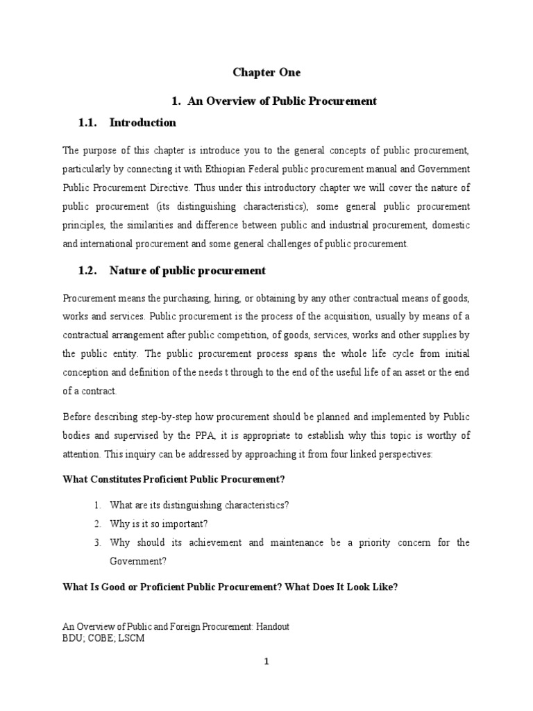 CH - 1 An Overview of Public Procurement | PDF
