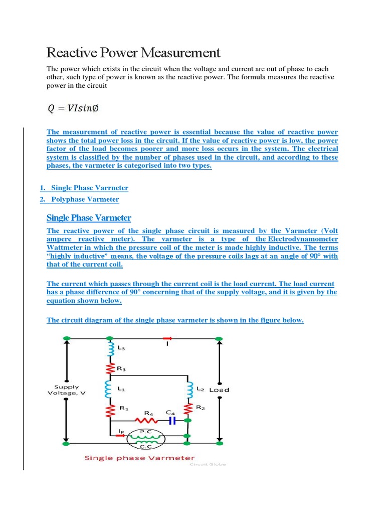 Reactive Power Var Measurement Principle Pdf