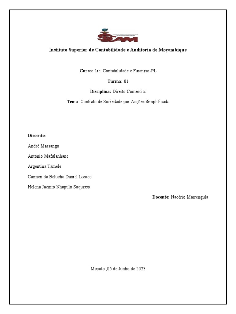 Contacto de Sociedade Por Accoes Simplificadas | PDF