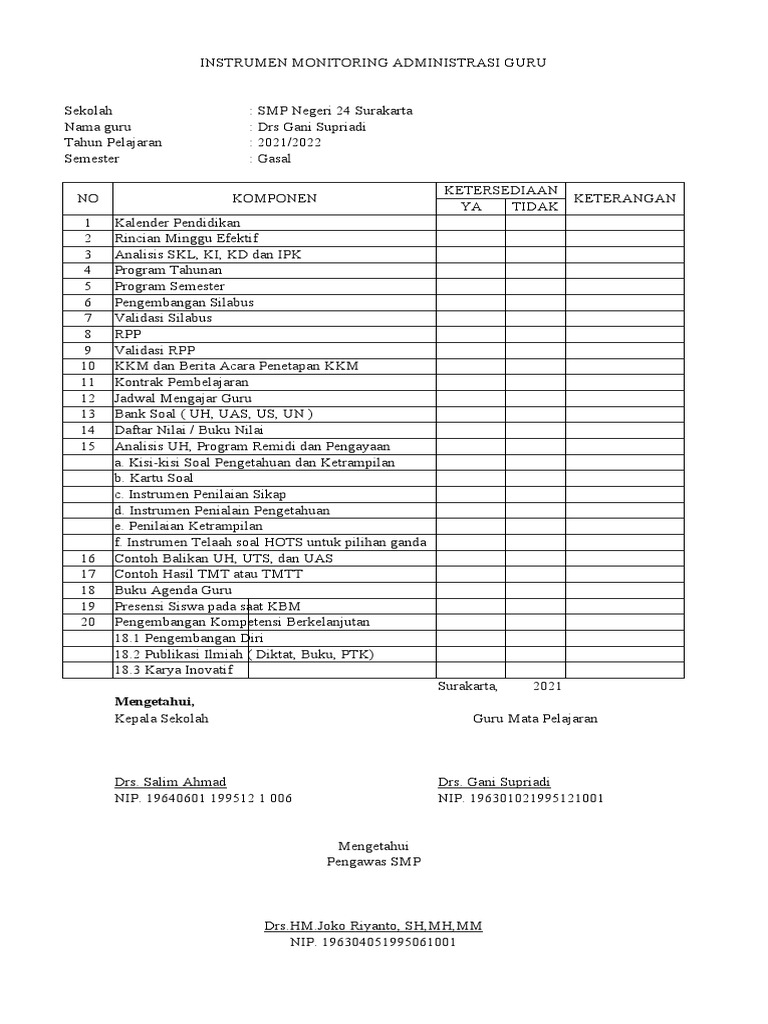 Instrumen Monitoring | PDF