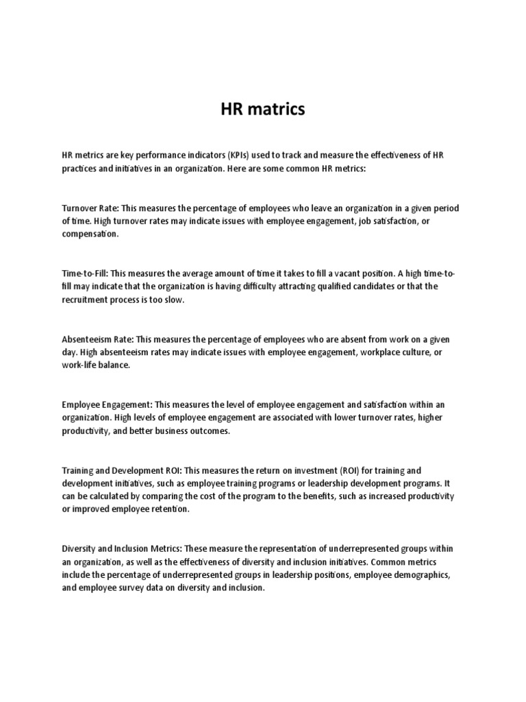 HR Matrics | PDF | Career & Growth