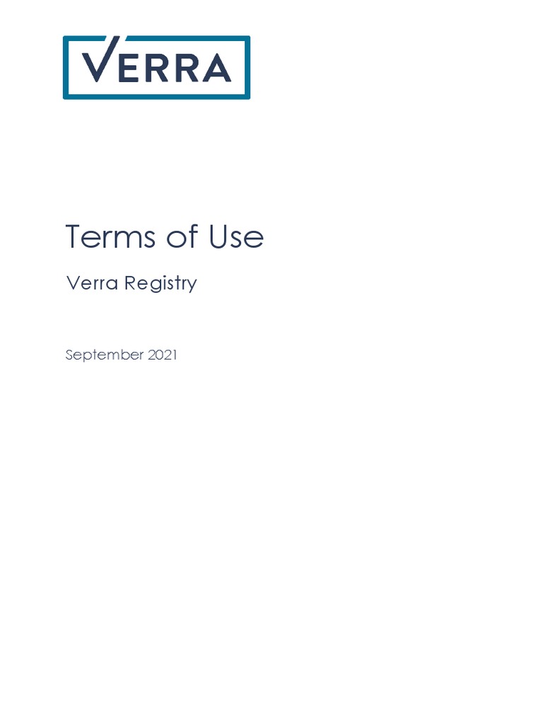 Verra Registry TOU September 2021 - FINAL 1 | PDF