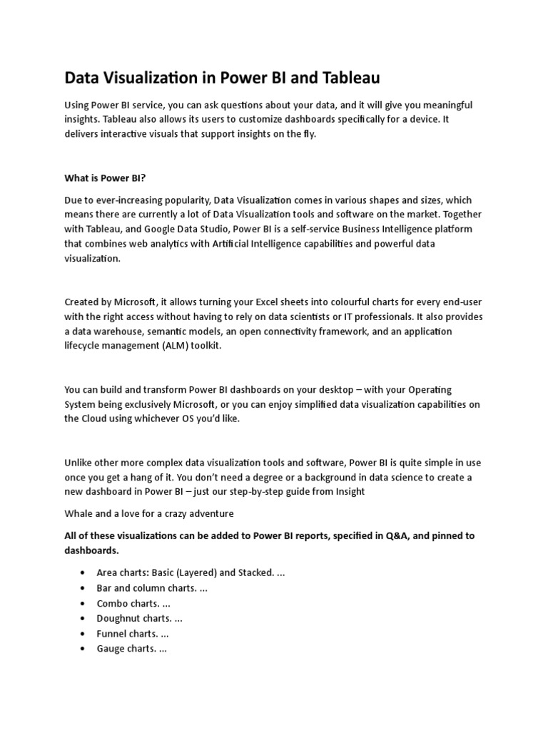 Data Visualization in Power BI and Tableau | PDF
