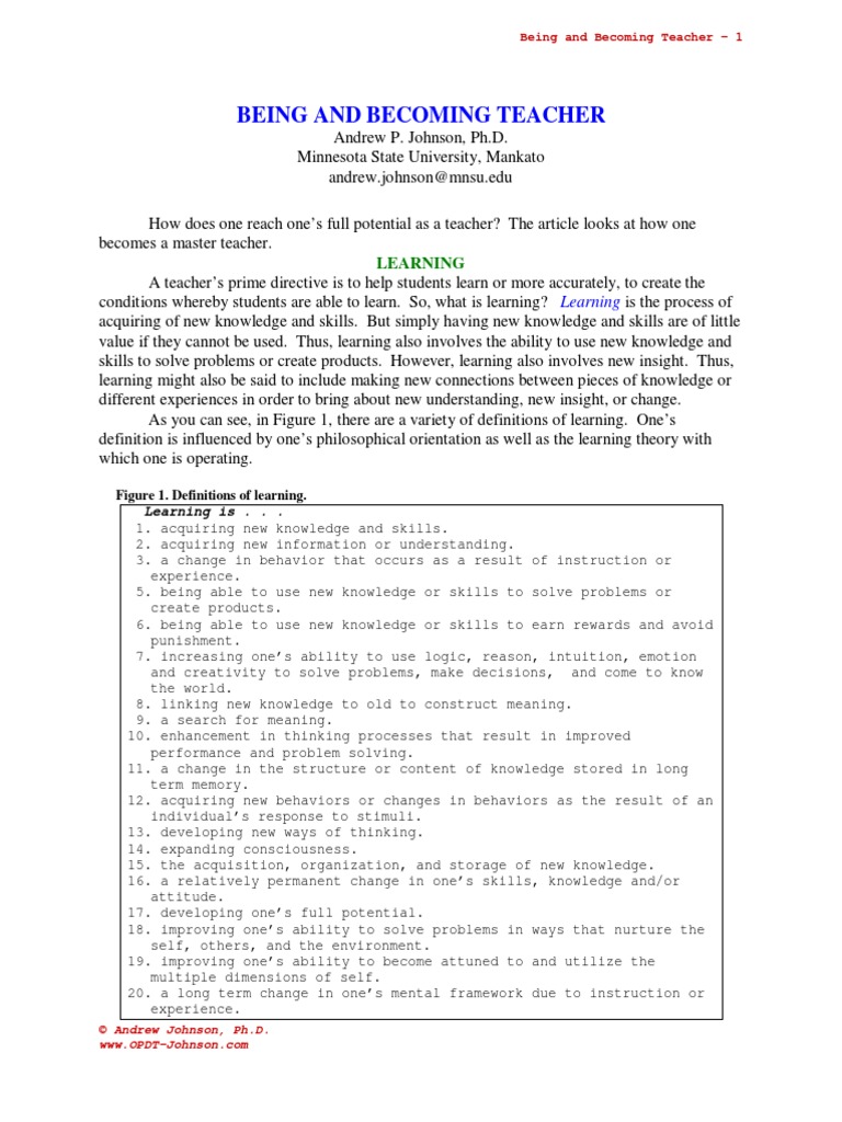 Being and Becoming Teacher | PDF | Career & Growth