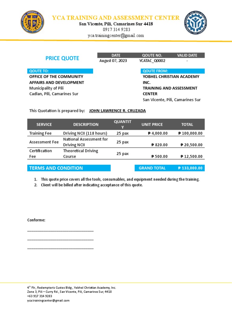 OCAD Qoutation | PDF