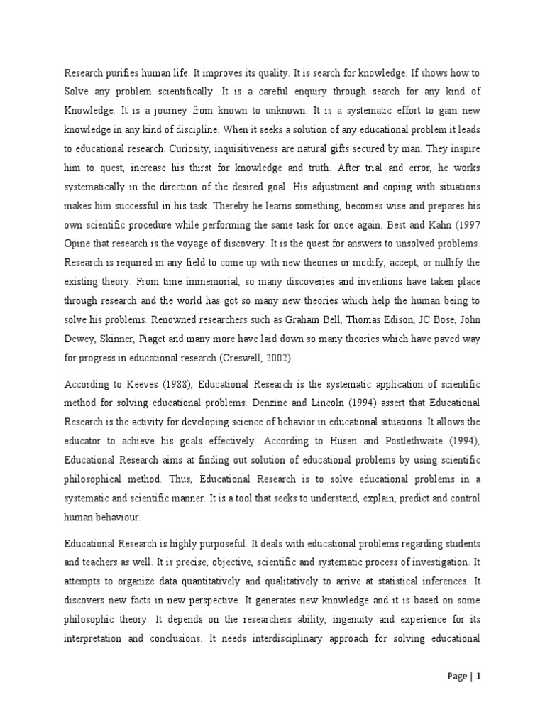 Educational Research Assignment | PDF