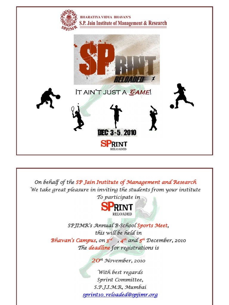 SPJIMR Annual Sports Meet Invitation | PDF | Sports & Recreation