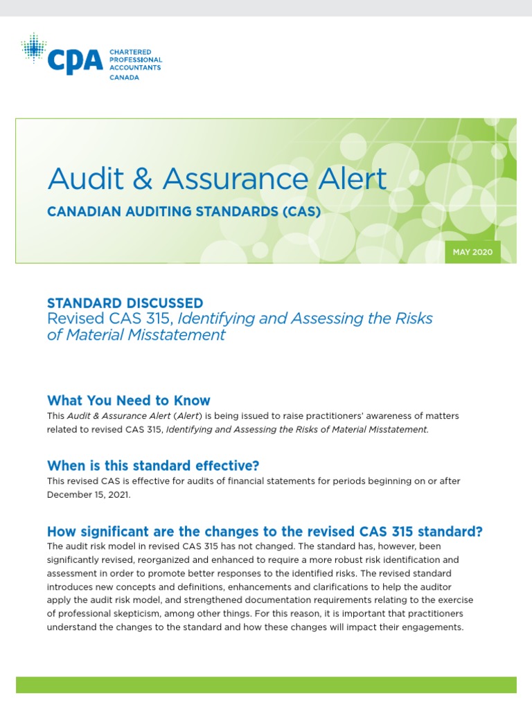 RG AuditAssuranceAlert CAS315 en | PDF
