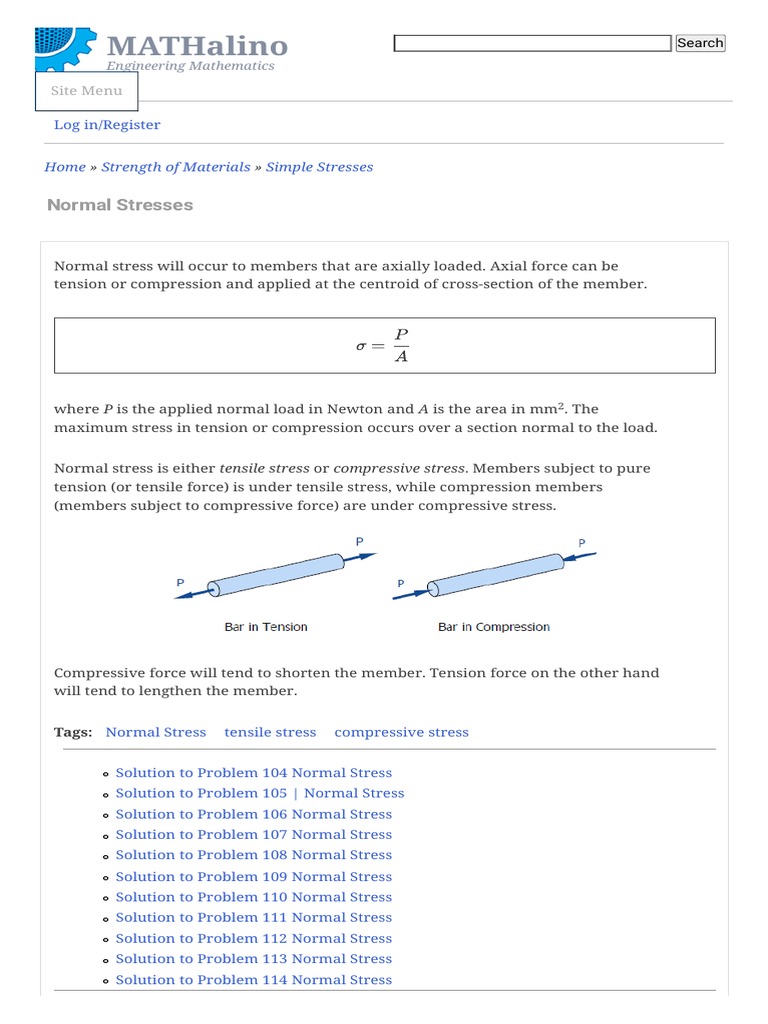 Normal Stresses _ Strength of Materials | PDF
