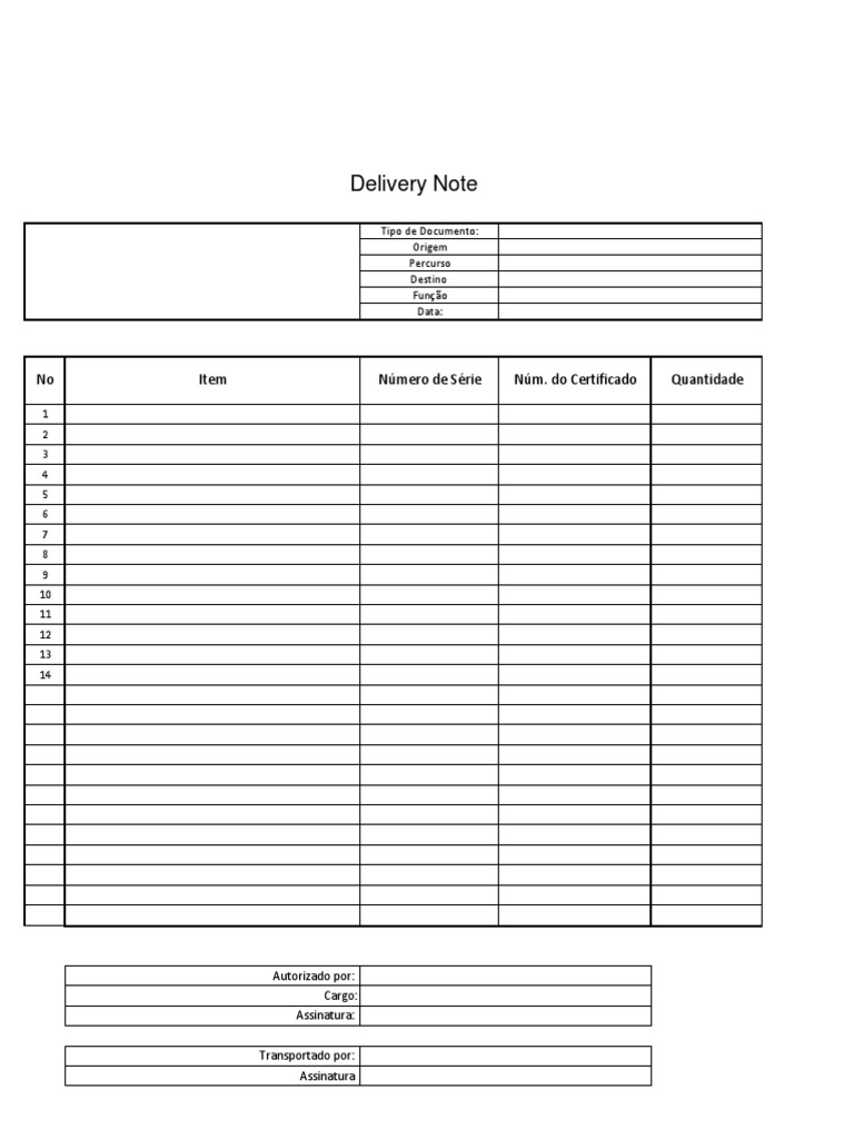 Delivery Note Form | PDF