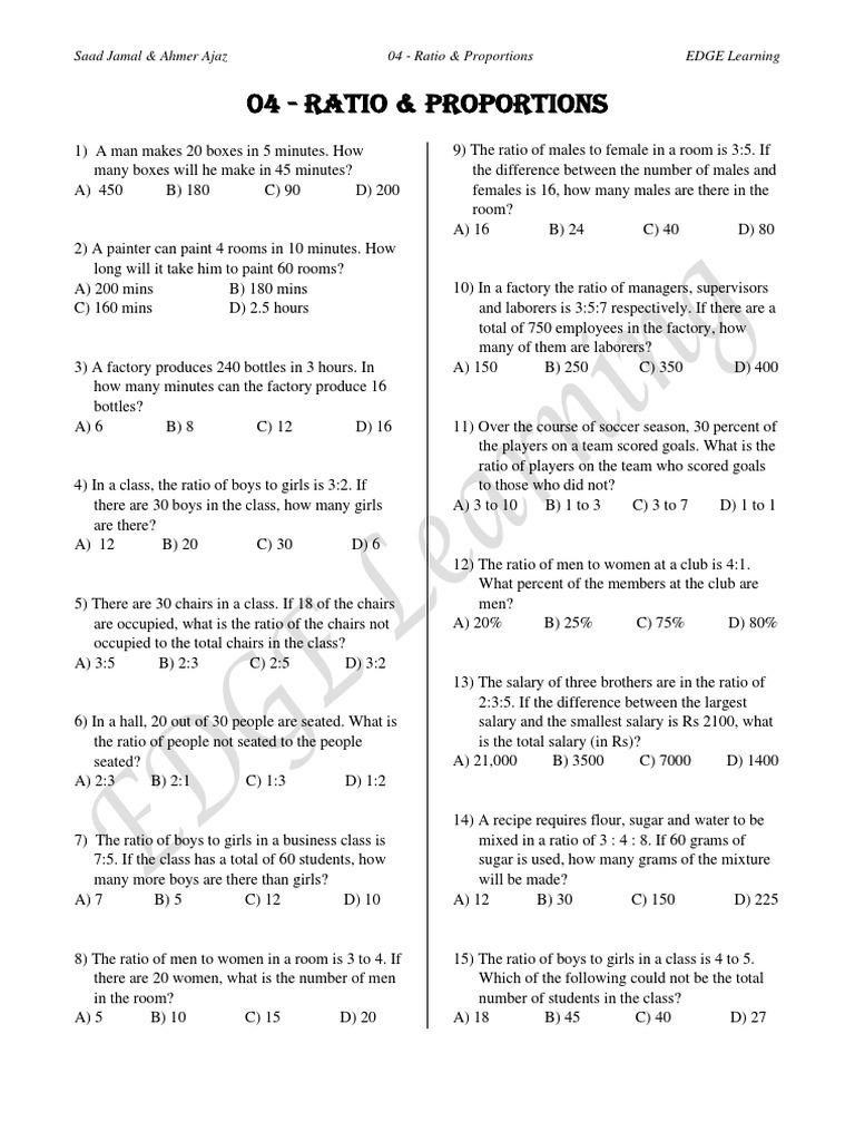 04 - Ratio & Proportions | PDF