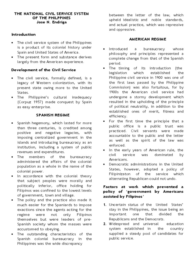 The National Civil Service System of The Philppines | PDF