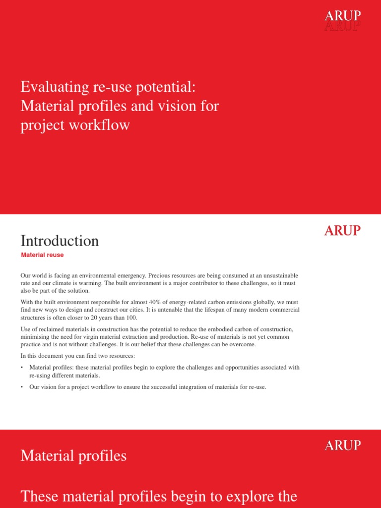 Evaluating reuse potential Material profiles_re-use_vision for project ...