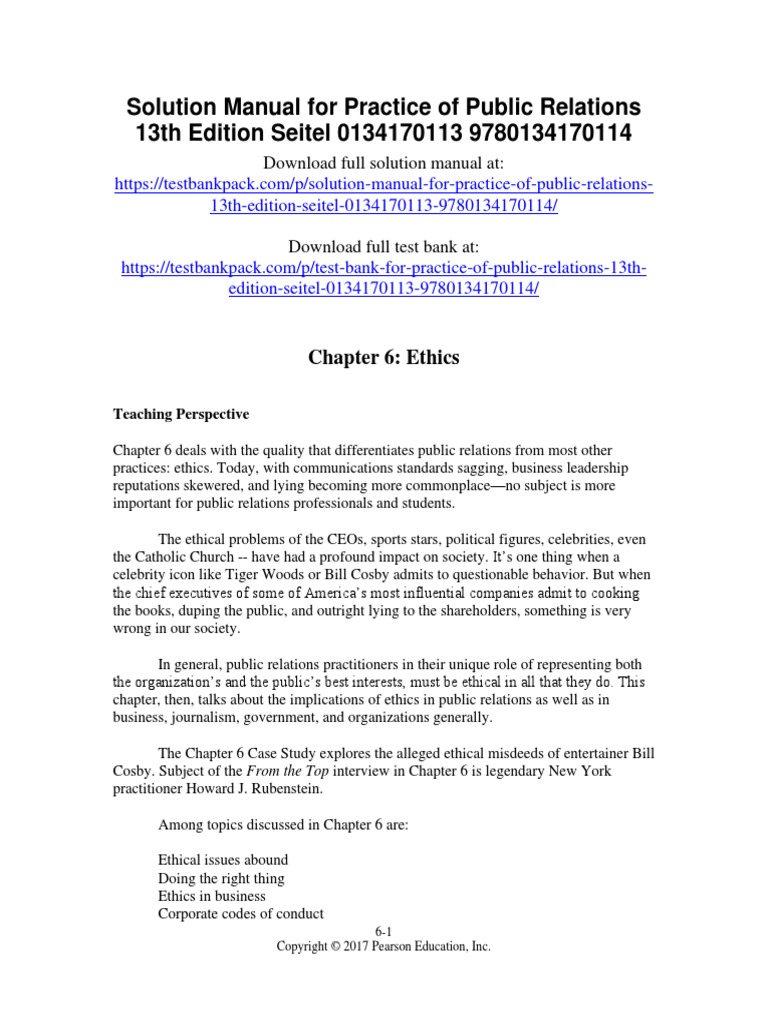Practice of Public Relations 13th Edition Seitel Solutions Manual ...