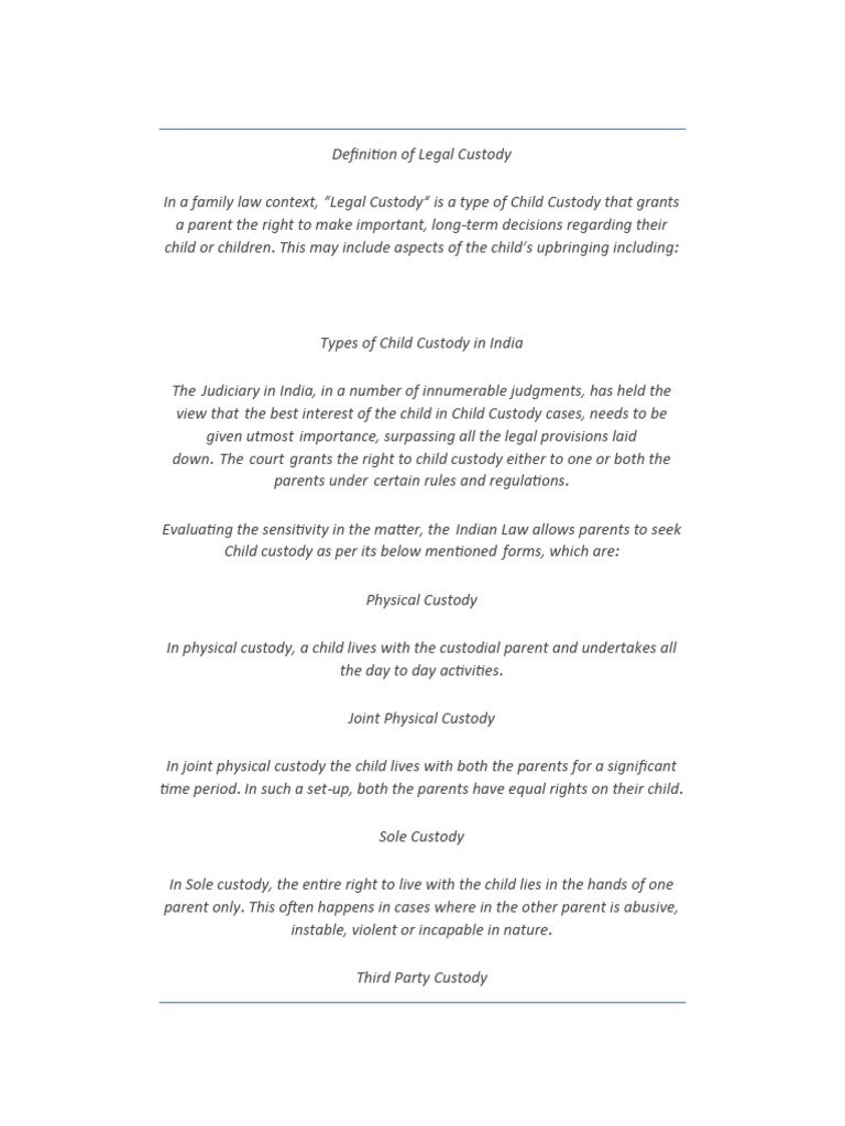 Definition of Legal Custody | PDF