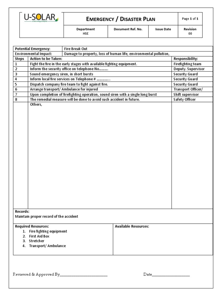 Emergency & Disaster Plan | PDF