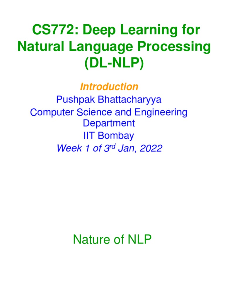 1 cs772 Introduction Week of 3jan22 | PDF