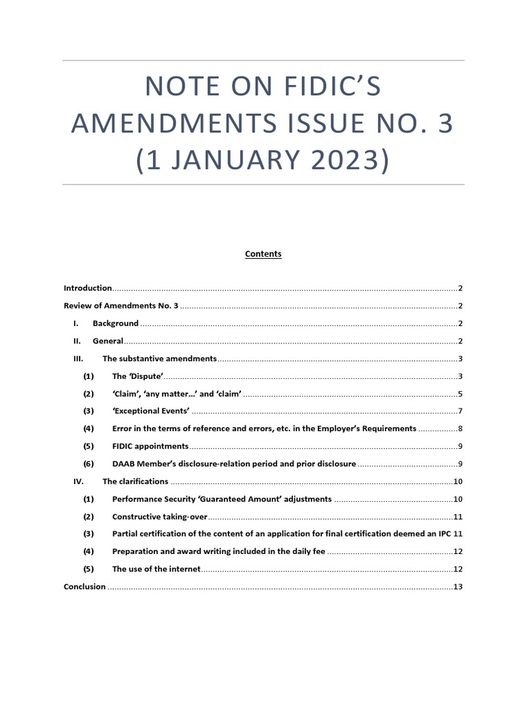 Note On Fidic | PDF