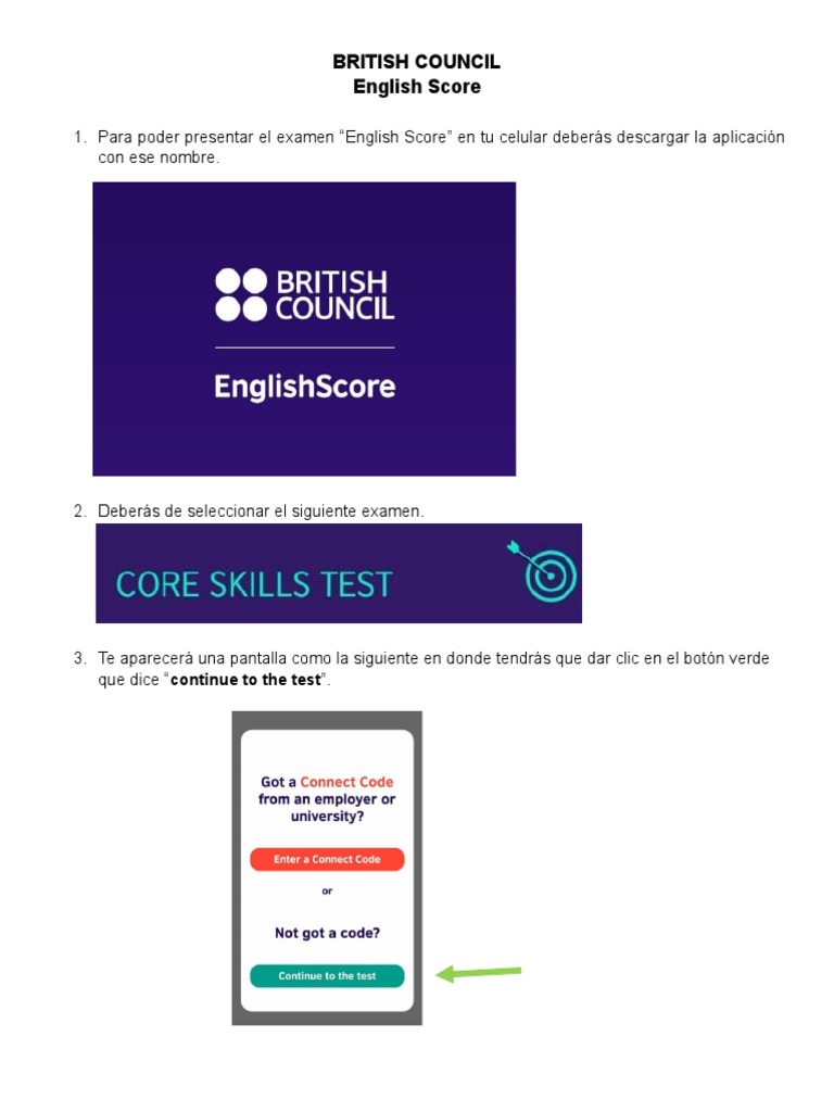 Instrucciones para el examen English Score | PDF | Informática