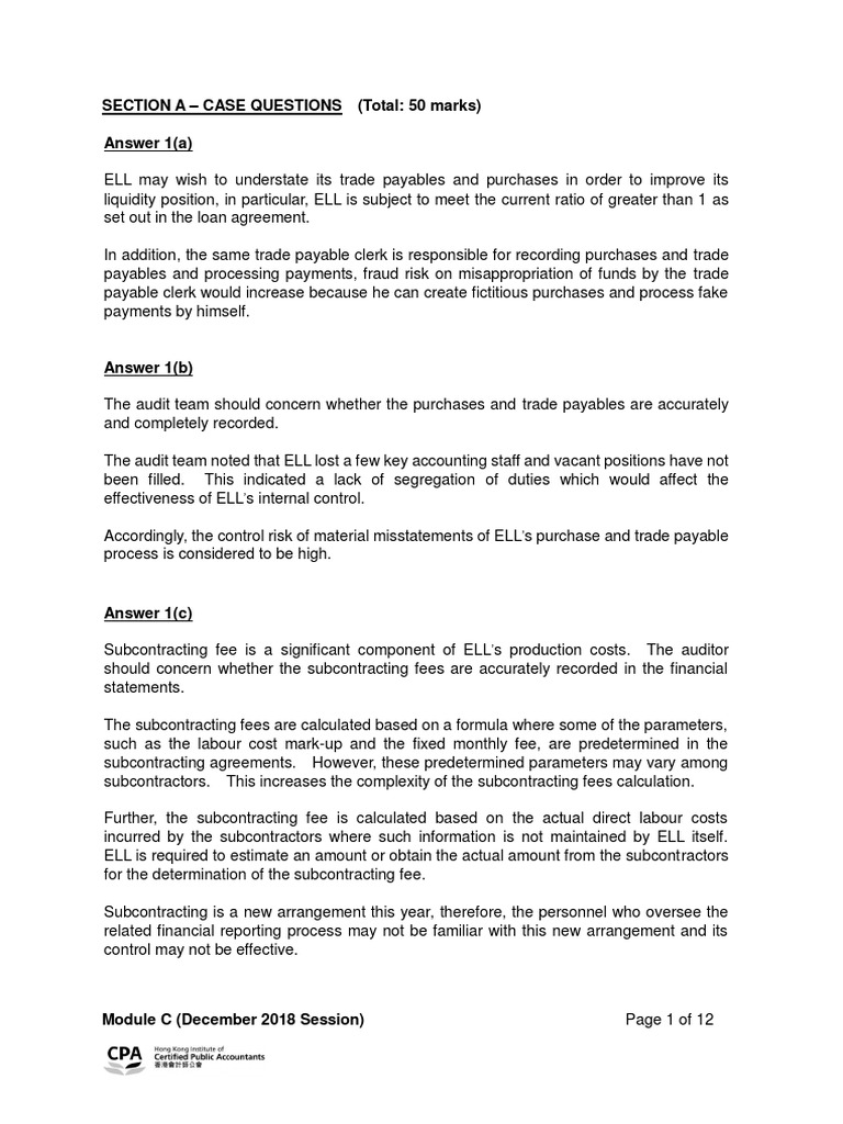 Module C Dec 2018answer | PDF