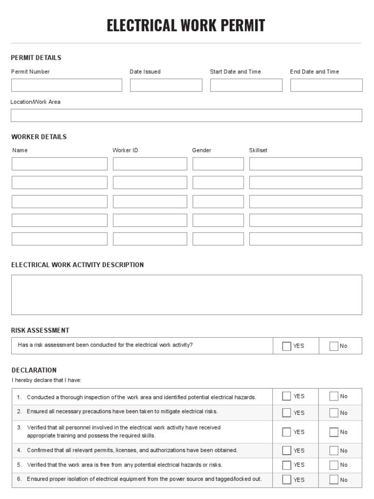 Electrical Work Permit | PDF