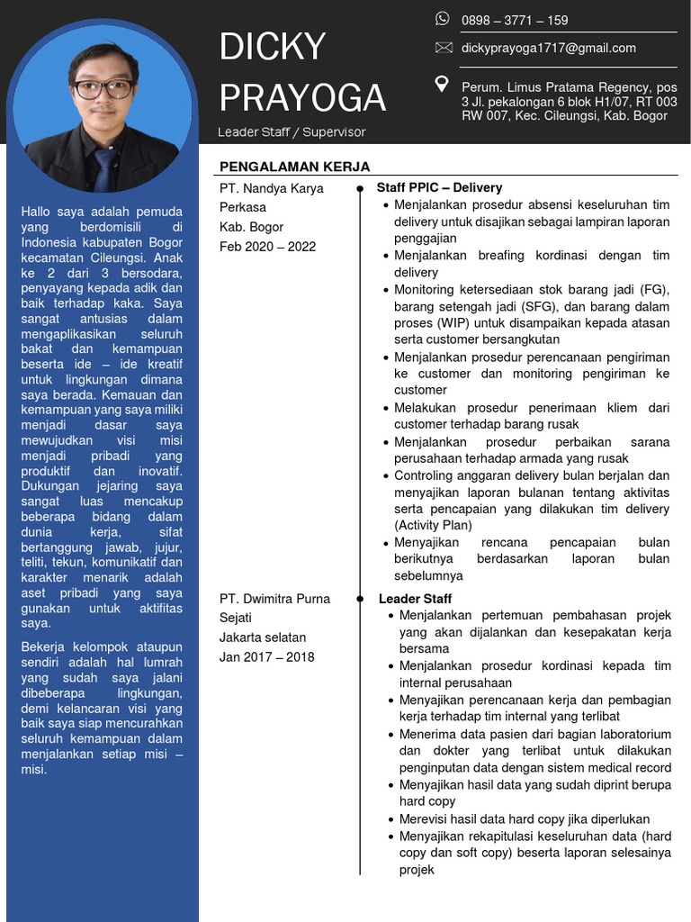 CV Dicky Prayoga 2022 | PDF