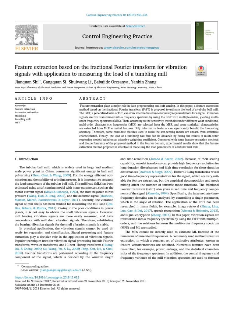 Feature extraction based on the fractional Fourier transform for vibration signals with ...