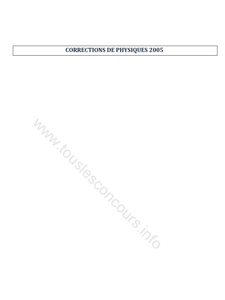 Corrige Physique Ensp 2005 | PDF