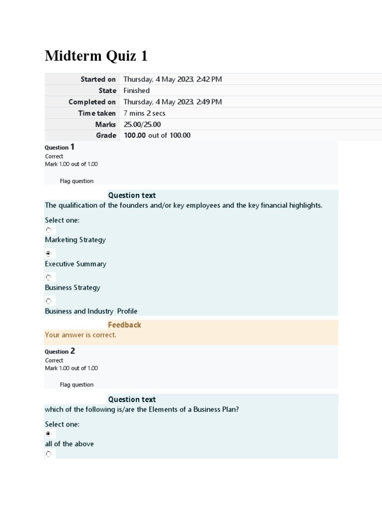 Technopreneurship Midterm Quiz 1 | PDF
