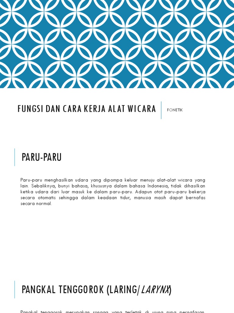 Fungsi Dan Cara Kerja Alat Wicara | PDF