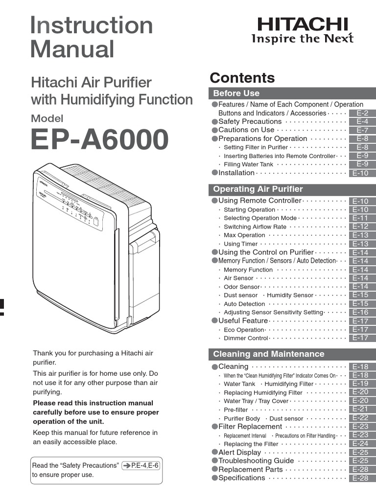 Hitachi EP-A6000 Instruction Manual English | PDF