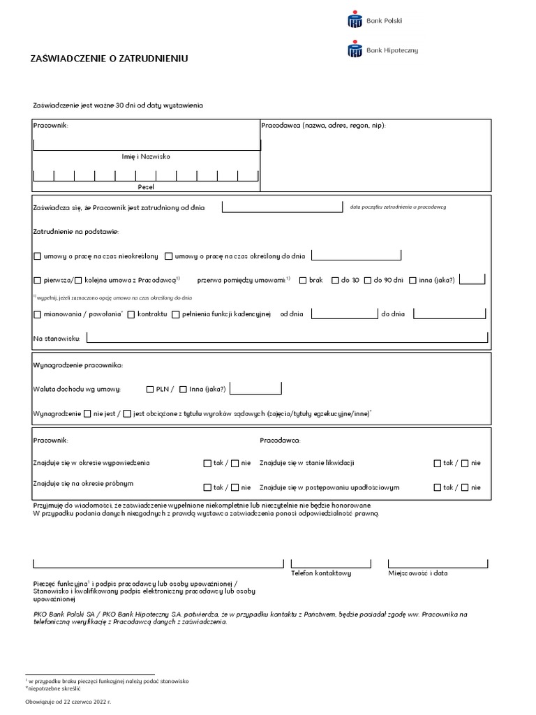 Zaświadczenie o Zatrudnieniu | PDF